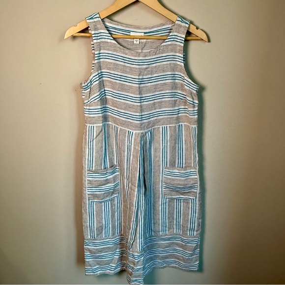 J. Jill | Dresses | J Jill Love Linen Striped Sleeveless Dress Coastal ...